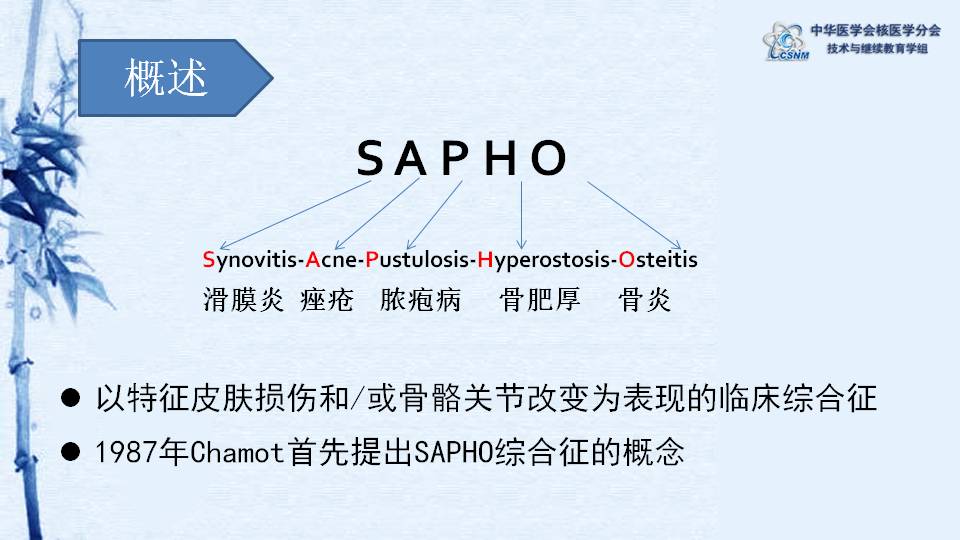 中华医学会核医学分会 讲座 讲座21：SAPHO综合征的核医学影像特点-李凤岐